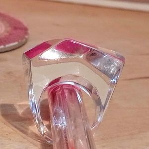Vintage | Jewelry | Vintage Clear Acrylic Asymmetrical Ring Size 5 ...